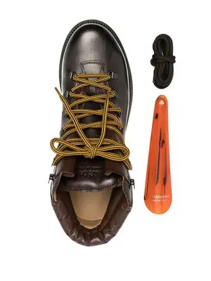 SCAROSSO Padded Ankle Lace-up Boots - Brown
