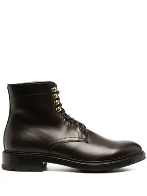 SCAROSSO Leather Eyelet Detail Lace-up Boots