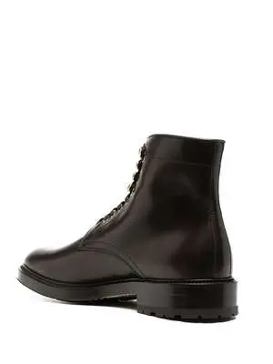 SCAROSSO Leather Eyelet Detail Lace-up Boots