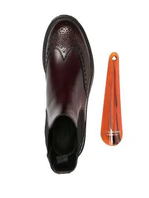 SCAROSSO Brogue Detail Chelsea Boots - Red