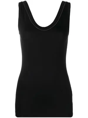 Brunello Cucinelli Scoop Neck Sleeveless Top - Black