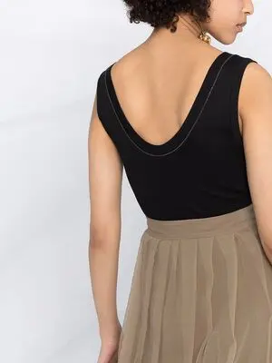 Brunello Cucinelli Scoop Neck Sleeveless Top - Black