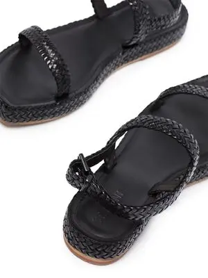 ST. AGNI Interwoven Strap Leather Sandals