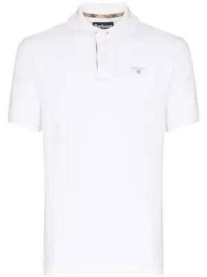 Barbour Tartan-trim Embroidered-logo Polo Shirt - White
