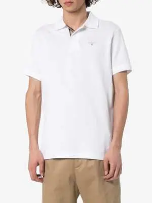Barbour Tartan-trim Embroidered-logo Polo Shirt - White