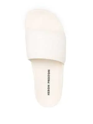 Heron Preston Tonal Logo Debossed Slides - Neutrals