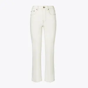 Tory Burch Cropped Flare Jean - White Chalk Wash