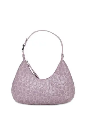 By Far Baby Amber Croc Embossed Leather Bag Lilac