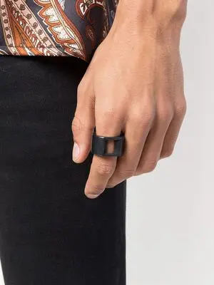 PARTS OF FOUR Crescent Plane Gateway Ring - Black