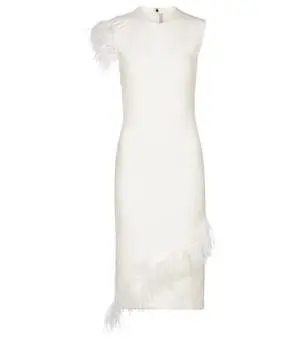 CHRISTOPHER KANE Feather-trimmed Wool-blend Dress