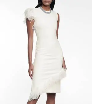 CHRISTOPHER KANE Feather-trimmed Wool-blend Dress