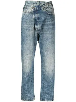 R13 Crossover High-rise Cropped Jeans - Blue