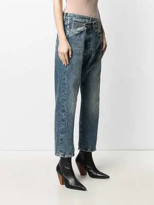 R13 Crossover High-rise Cropped Jeans - Blue