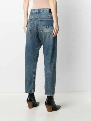 R13 Crossover High-rise Cropped Jeans - Blue