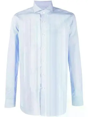XACUS Spread-collar Cotton Shirt - Blue