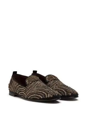 Dolce & Gabbana Embroidered Canvas Slippers - Black