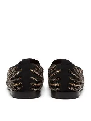 Dolce & Gabbana Embroidered Canvas Slippers - Black
