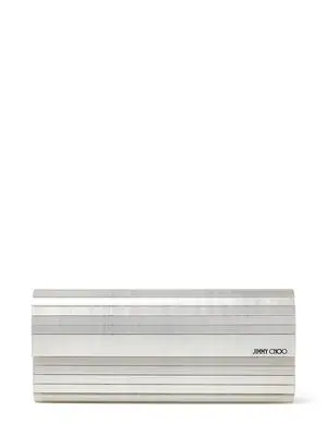 JIMMY CHOO Mother Of Pearl Ribbed Clutch Bag - White
