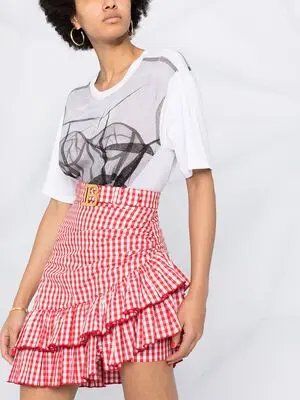 Balmain Plaid Cotton Poplin Skirt