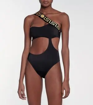 Versace Greca One-shoulder Swimsuit