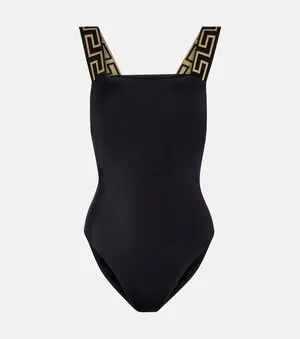 Versace Greca One-shoulder Swimsuit