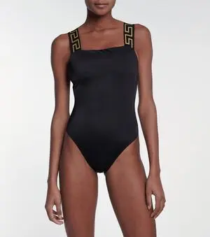 Versace Greca One-shoulder Swimsuit