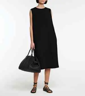 THE ROW Mirna Crêpe Midi Dress - Black