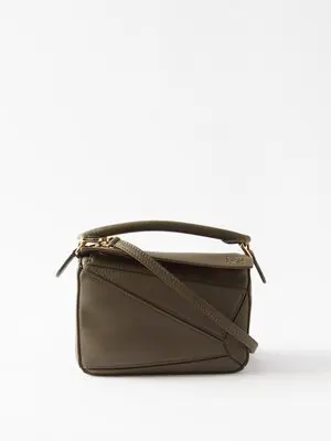 Loewe Loewe - Puzzle Mini Leather Cross-body Bag - Womens - Khaki Green