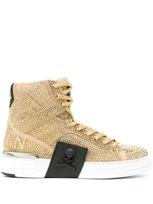 Philipp Plein Studded High-top Sneakers - Gold