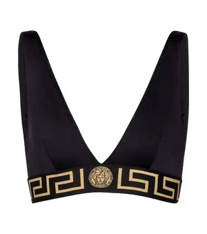 Versace Logo Bikini Top - Black