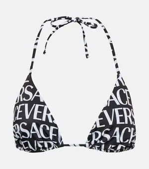 Versace Logo Bikini Top - Black