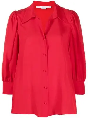 Stella McCartney Pointed Collar Buttoned Blouse - Red