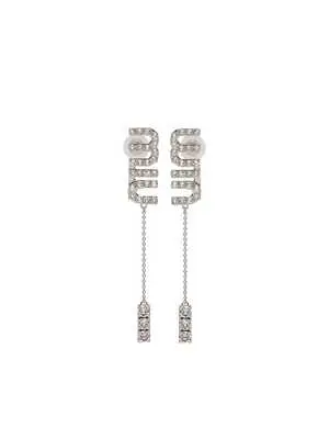 Miu Miu Crystal-embellished Pendant Earrings - Neutrals