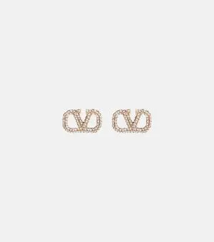 Valentino Garavani Vlogo Embellished Earrings - Gold
