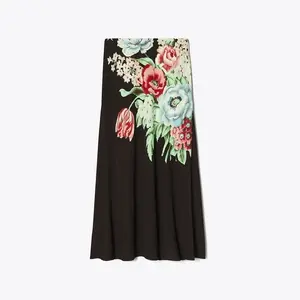 Tory Burch Printed Jersey Midi Skirt - Brown Chair Floral