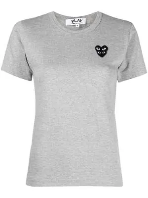Play Comme Des Garcon Logo-embroidered T-shirt - Grey
