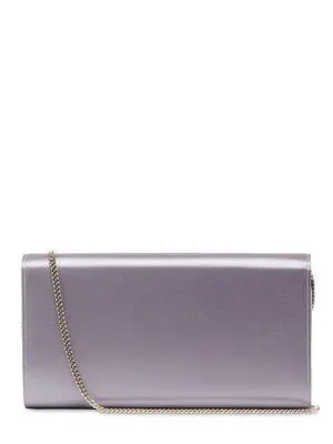ROGER VIVIER Crystal Buckle Satin Envelope Clutch - Purple