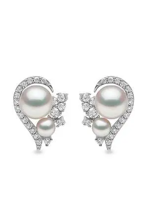 Yoko London 18kt White Gold Diamond And Pearl Earrings - Silver