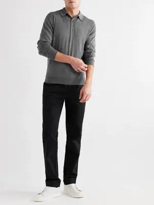 John Smedley Bradwell Sea Island Cotton Polo Shirt - Gray