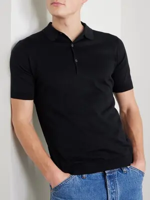 John Smedley Adrian Slim-fit Sea Island Cotton Polo Shirt - Black