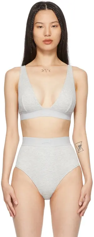 SKIMS SKIMS Off-White Cotton 2.0 Plunge Bra L H Grey