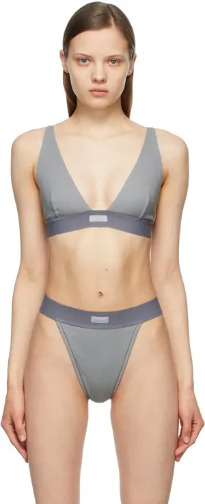 SKIMS SKIMS Off-White Cotton 2.0 Plunge Bra Pacific