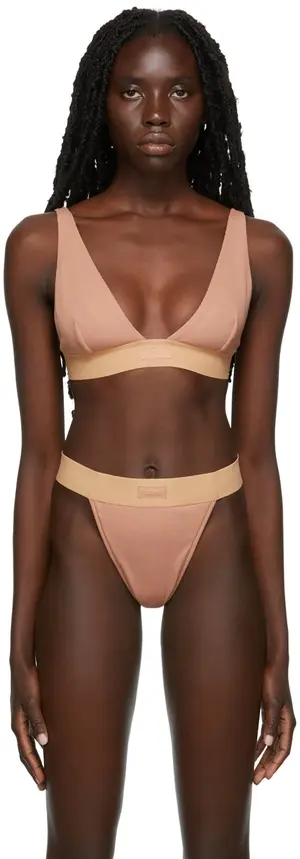 SKIMS SKIMS Off-White Cotton 2.0 Plunge Bra Sedona