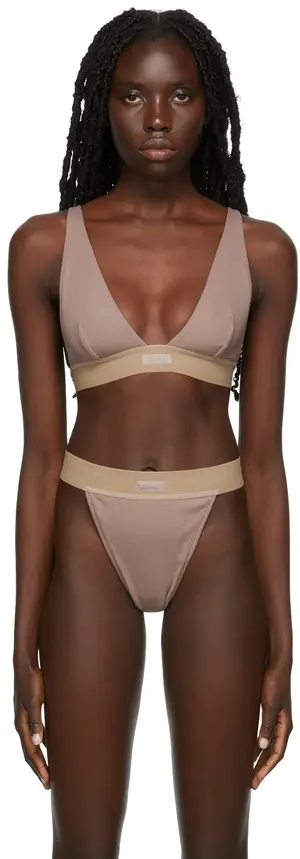 SKIMS SKIMS Off-White Cotton 2.0 Plunge Bra Umber