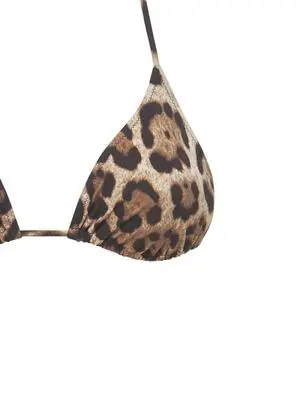 Dolce & Gabbana Leopard Jersey Bikini Top - Multicolor