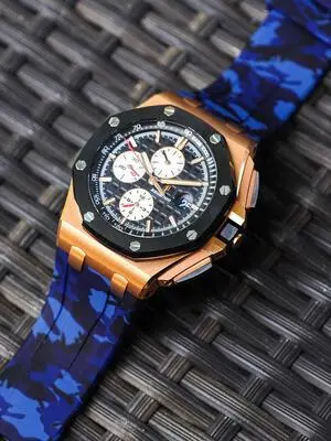 HORUS WATCH STRAPS 44mm Audemars Piguet Royal Oak Offshore Watch Strap - Blue