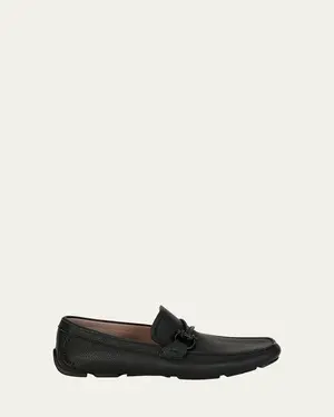 FERRAGAMO Front 4 Leather Drivers - Black