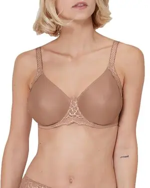 Simone Perele Caresse Lace-trim Minimizer Bra Nutmeg