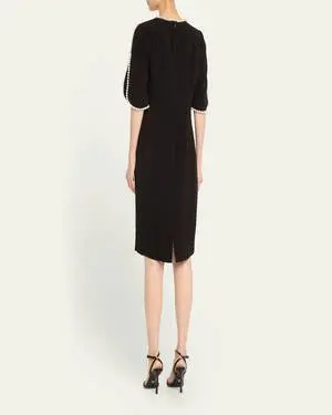 Rickie Freeman For Teri Jon Pearl Trimmed Sheath Dress