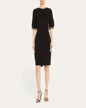 Rickie Freeman For Teri Jon Pearl Trimmed Sheath Dress